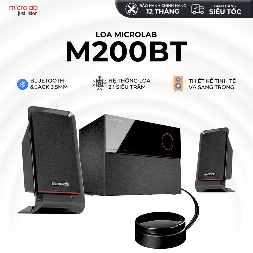 Loa Vi Tính Bluetooth Microlab M200BT 2.1, Công Suất 40W (AUX, Bluetooth) Chính Hãng BH 1 Năm ...
