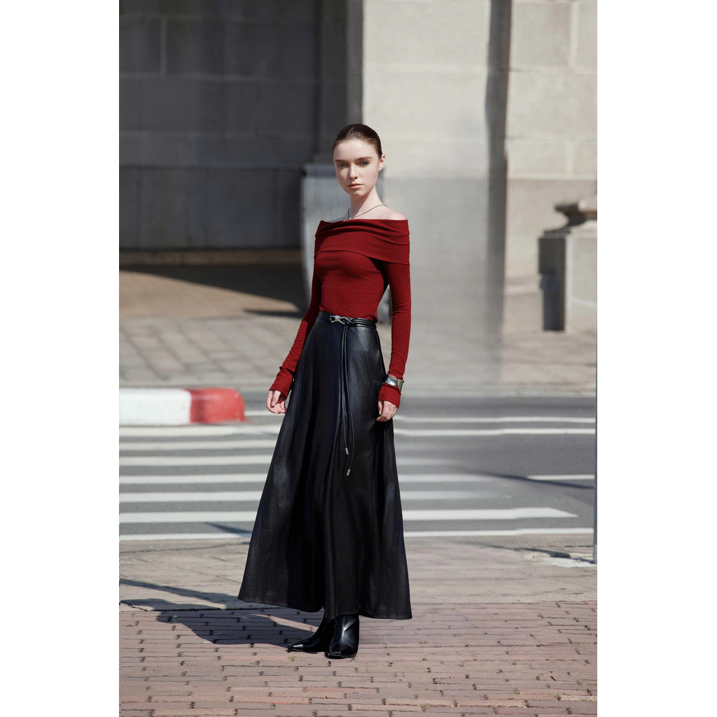 Áo trễ Vai Dài Tay Nữ DX DEXUS Màu Đỏ Trendy BLOOD MOON TOP_Y1KW240907 ...