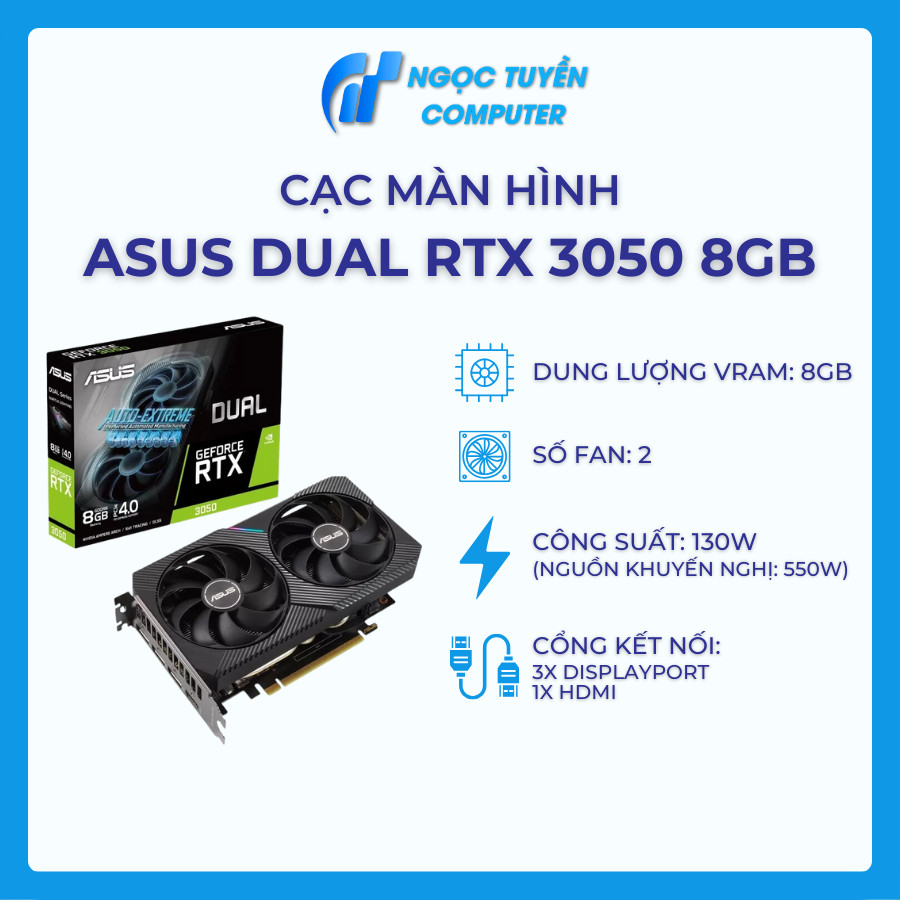VGA ASUS Dual GeForce RTX 3050 8GB V2 GDDR6 (DUAL-RTX3050-8G-V2) NEW ...