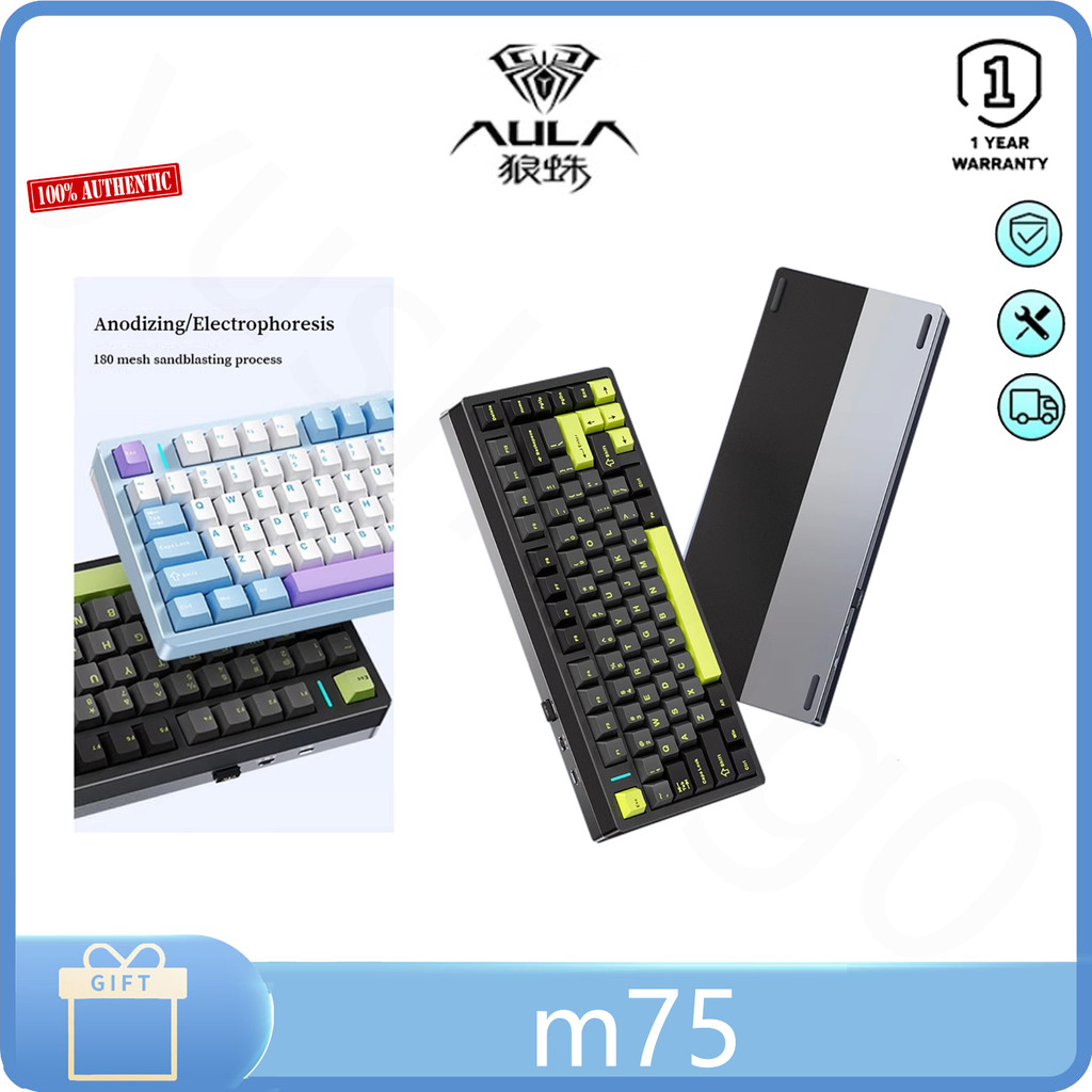 AULA m75 Mechanical keyboard Aluminum Turk Turk custom three mode ...
