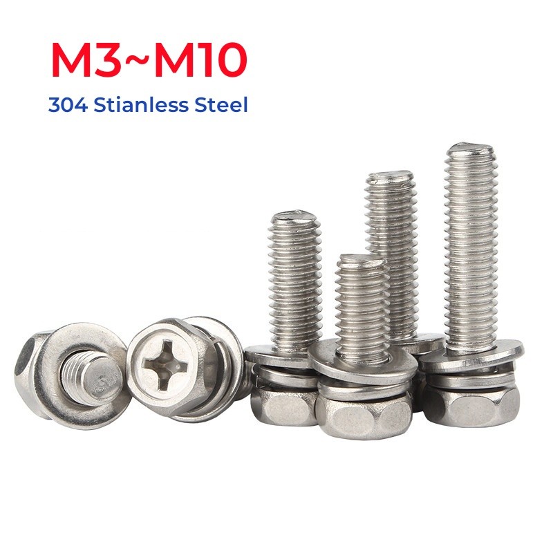 Thép không gỉ 304 Cross Phillips Bên Ngoài Lục Giác Đầu SEM Vít M3 M4 ...