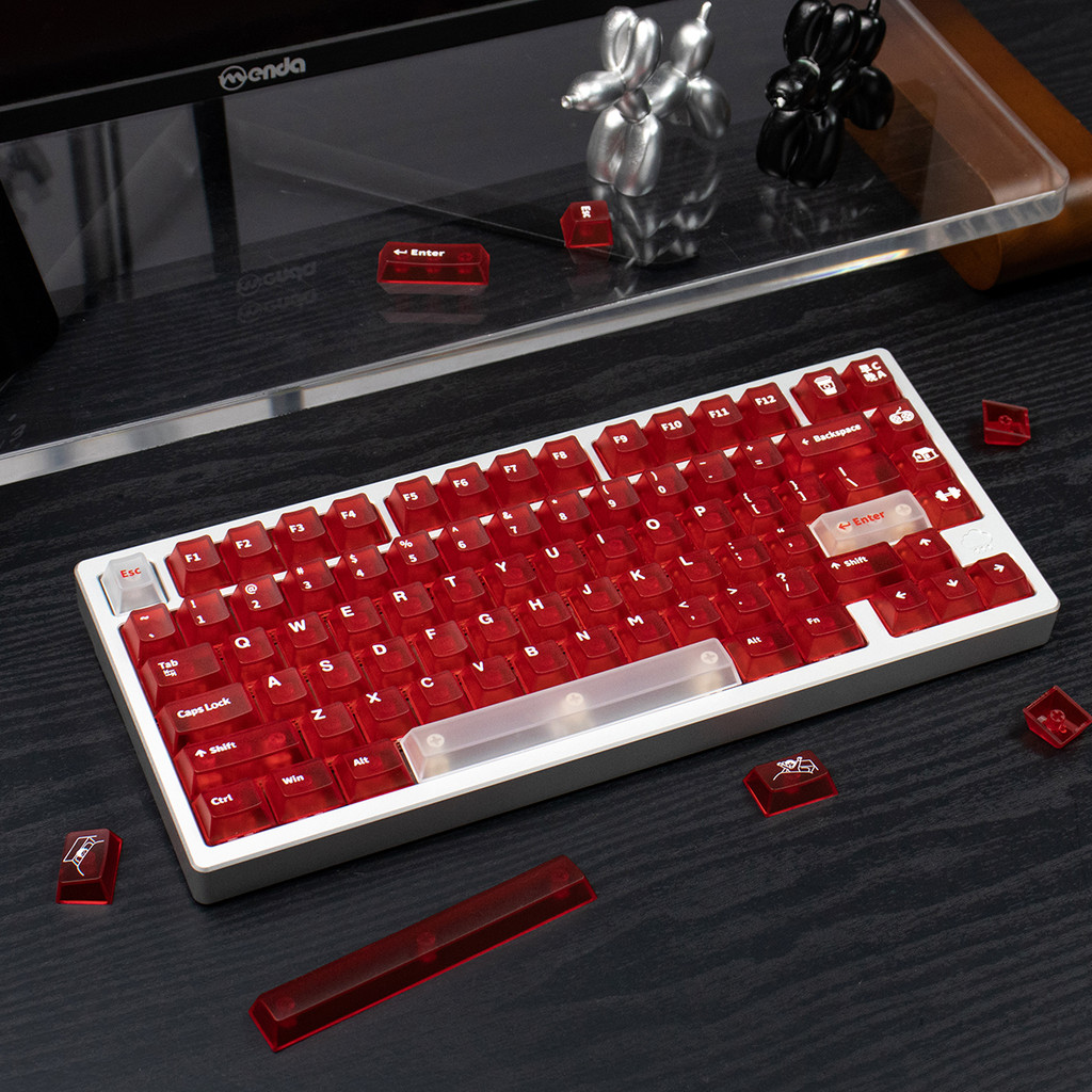 Foggy Trong Suốt Trắng Đỏ Keycaps RGB cherry profile 150 keycap Bộ Cho ...