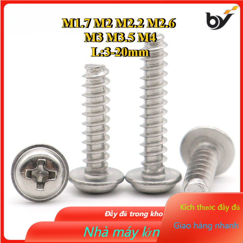 Vít răng thưa inox 304 Vít bắn gỗ đầu dù size, M1.7 M2 M2.2 M2.6 M3 M3.5 M4 Đinh ốc vít [BY-WDY ...
