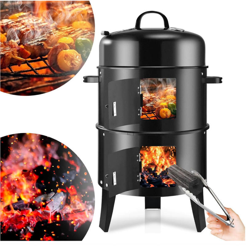 Lò hun khói 3 trong 1 đa chức năng ngoài trời BBQ Grill Lò nướng thịt ...