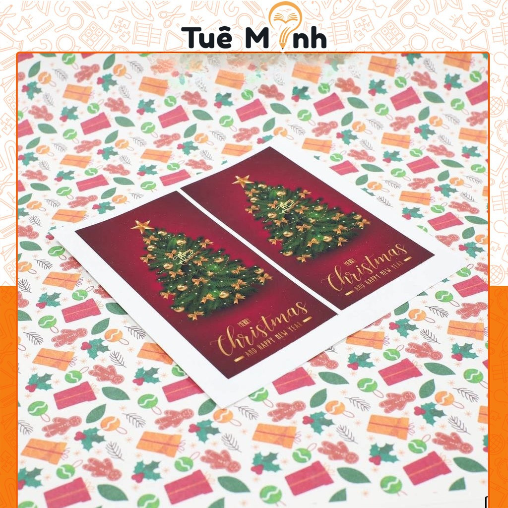 Set decal dán nắp hộp Noel 50 miếng TE18 tem sticker Merry Christmas ...