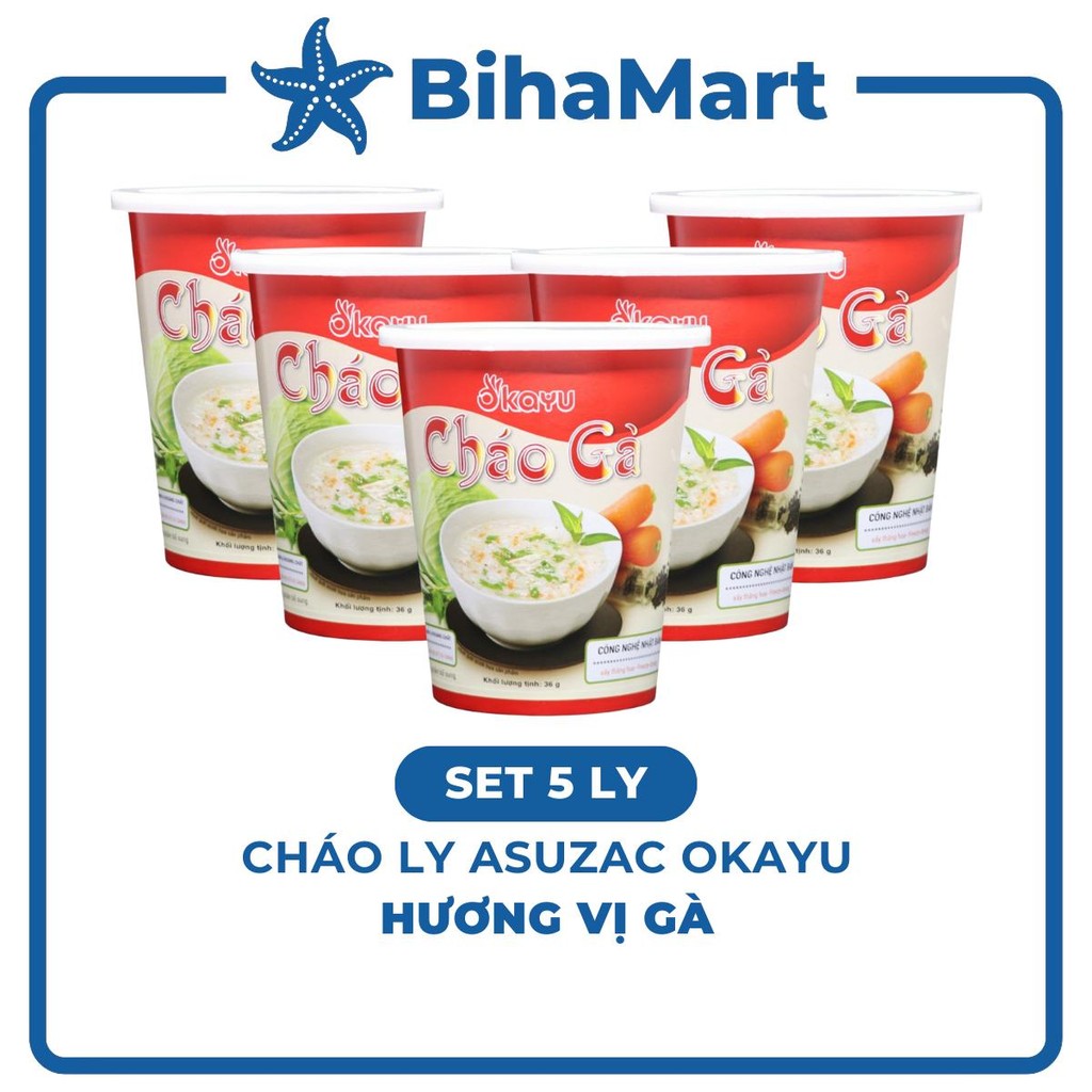 [SET5LY]-ASUZAC FOODS- Cháo ly Asuzac Okayu hương vị Gà, Cháo gà ăn ...
