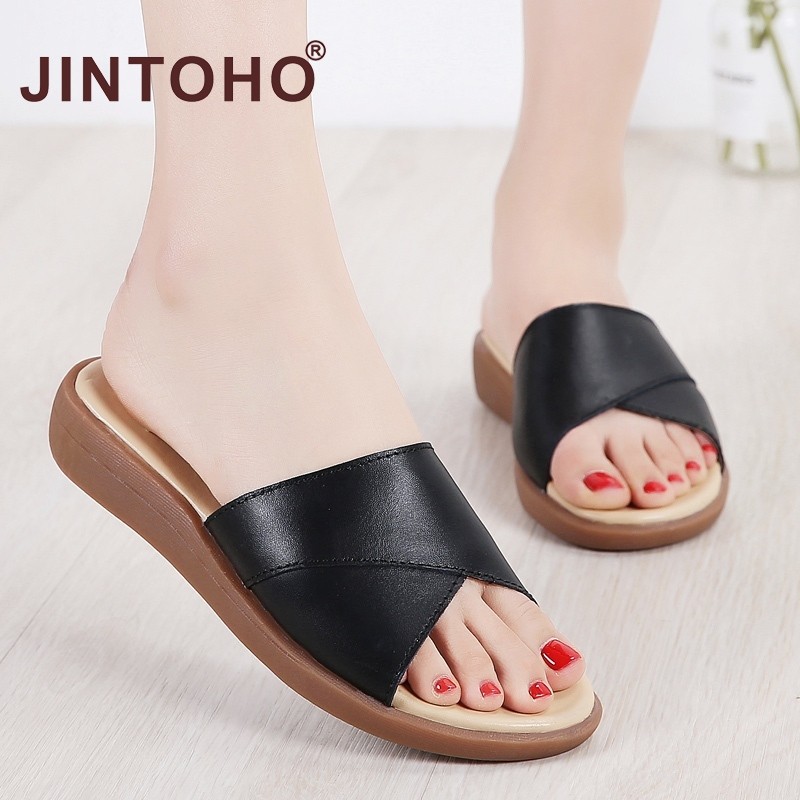 Jintoho Mùa Hè Thoáng Khí Nữ Da Dép Công Sở Ngoài Trời Dép Nữ | Shopee ...
