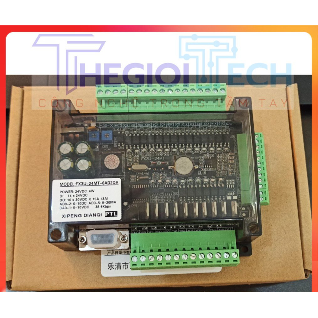 Bộ Lập Trình PLC FX3U-24MT-6AD2DA | FX3U-24MR Board | 6AD/2DA 0-10V/20mA | RS485/232 RTC | PTL ...