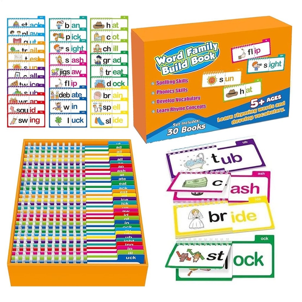 30 Read and Touch Flip Book Word Family Build Book Kindergarten Reading ...