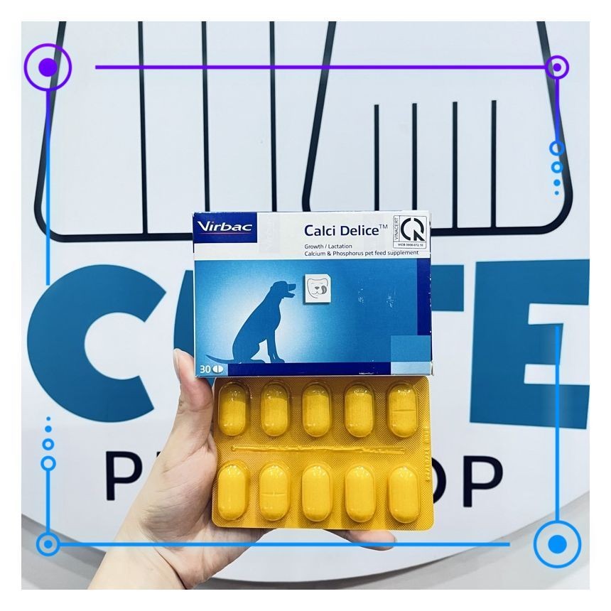 1 hộp (30 viên) Calci Delice Virbac bổ sung Canxi và khoáng chất thiết ...