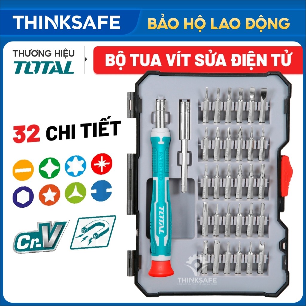Bộ tua vít 32 chi tiết TOTAL TACSD30326 kích thước chuẩn, tô vít điện ...