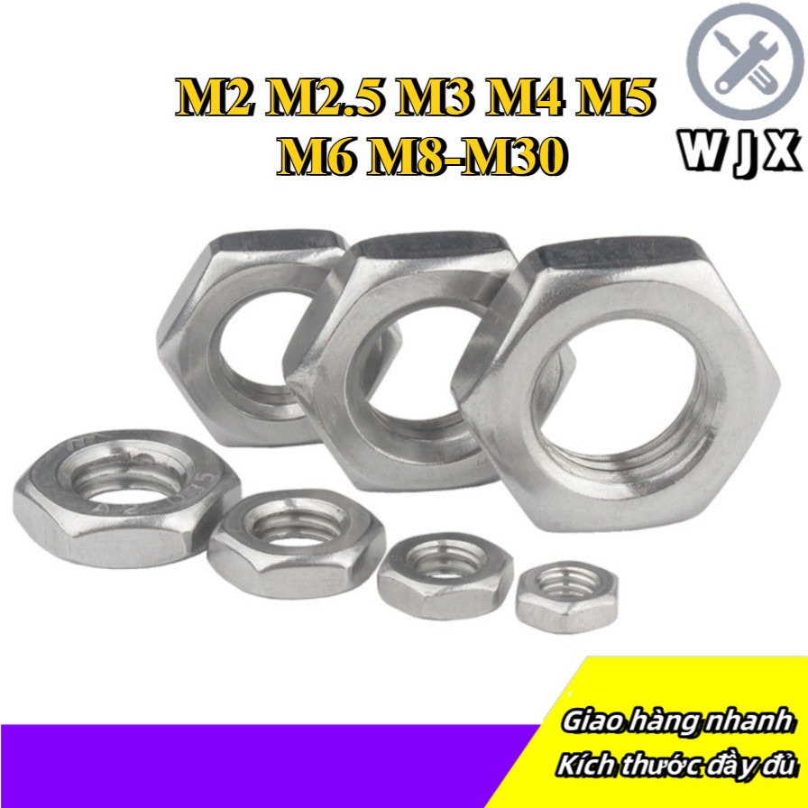Đai ốc siêu mỏng ，Tán Dẹp, Tán Ecu inox 304/316 Dùng Cho Bulong Loại Tốt （Chủ đề tỉ mỉ） M2 M2.5 ...
