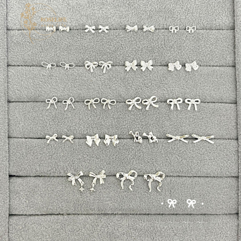 Roselife Thời Trang Hàn Quốc Mini S925 Bạc Nơ Bông Tai Nữ Bé Gái Không Gây Dị Ứng Xuyên Tai Phụ ...