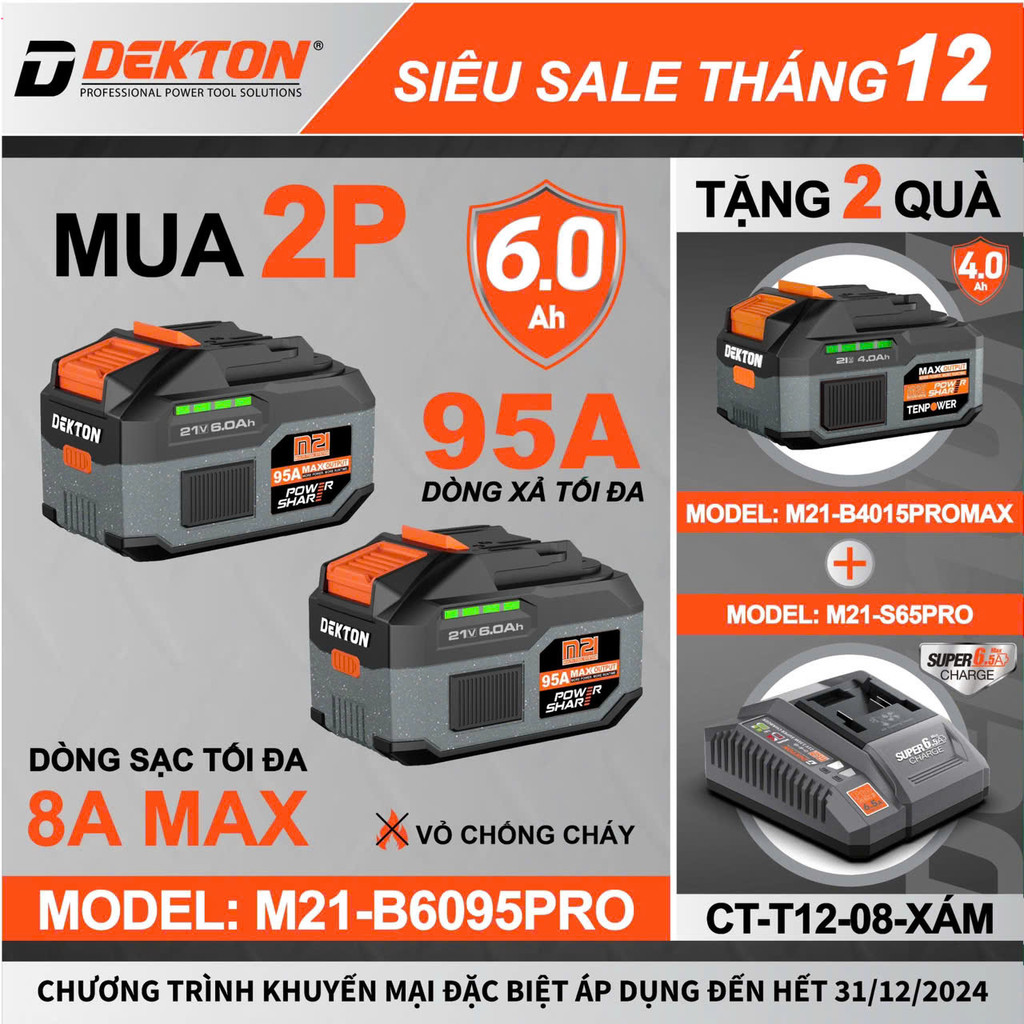 PIN DEKTON M21-B609B6095 PRO Hệ M21 Plus Chân Pin Phổ Thông, Pin Chống ...