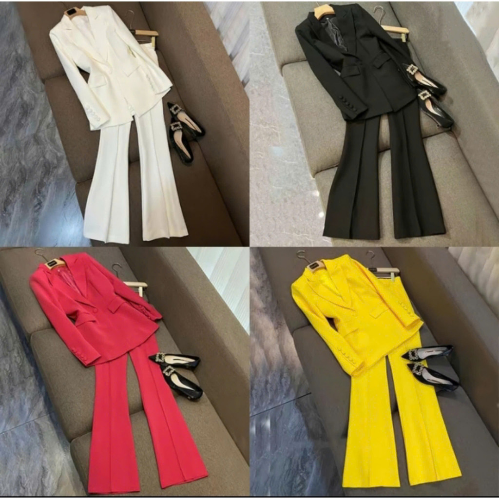 Bộ vest 1 khuy 4 khuy tay 2 món kèm quần vẩy ly hàn quốc phù hợp đi chơi,công sở đêm muộn,cofee ...