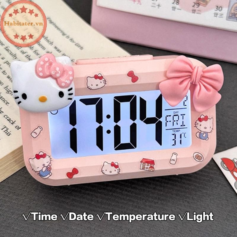 TATER Sanrio Hello Kitty Đồng hồ báo thức Hoạt hình Mèo Kitty Mini Báo ...