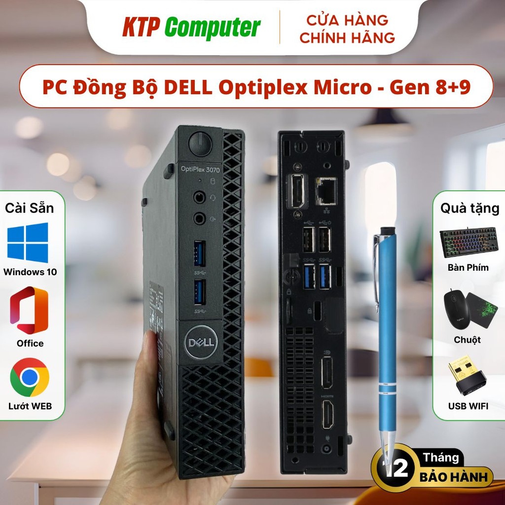 Máy Bộ Mini DELL Optiplex Micro i3/i5/i7 Gen 8-9, RAM 8GB, SSD 256GB ...