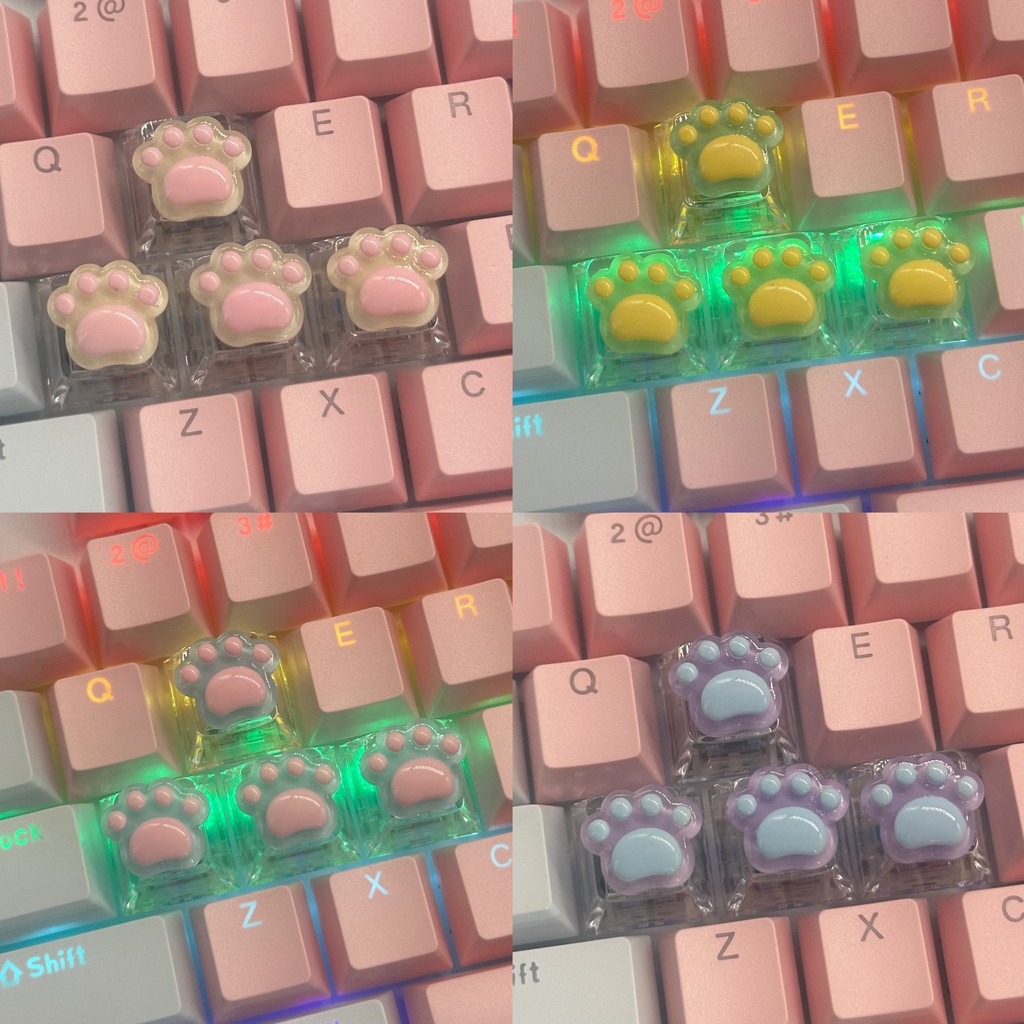 4 Chiếc Trong Suốt Mèo Paw Keycaps Cho Đa Năng Chữ Thập Trục Bàn Phím ...