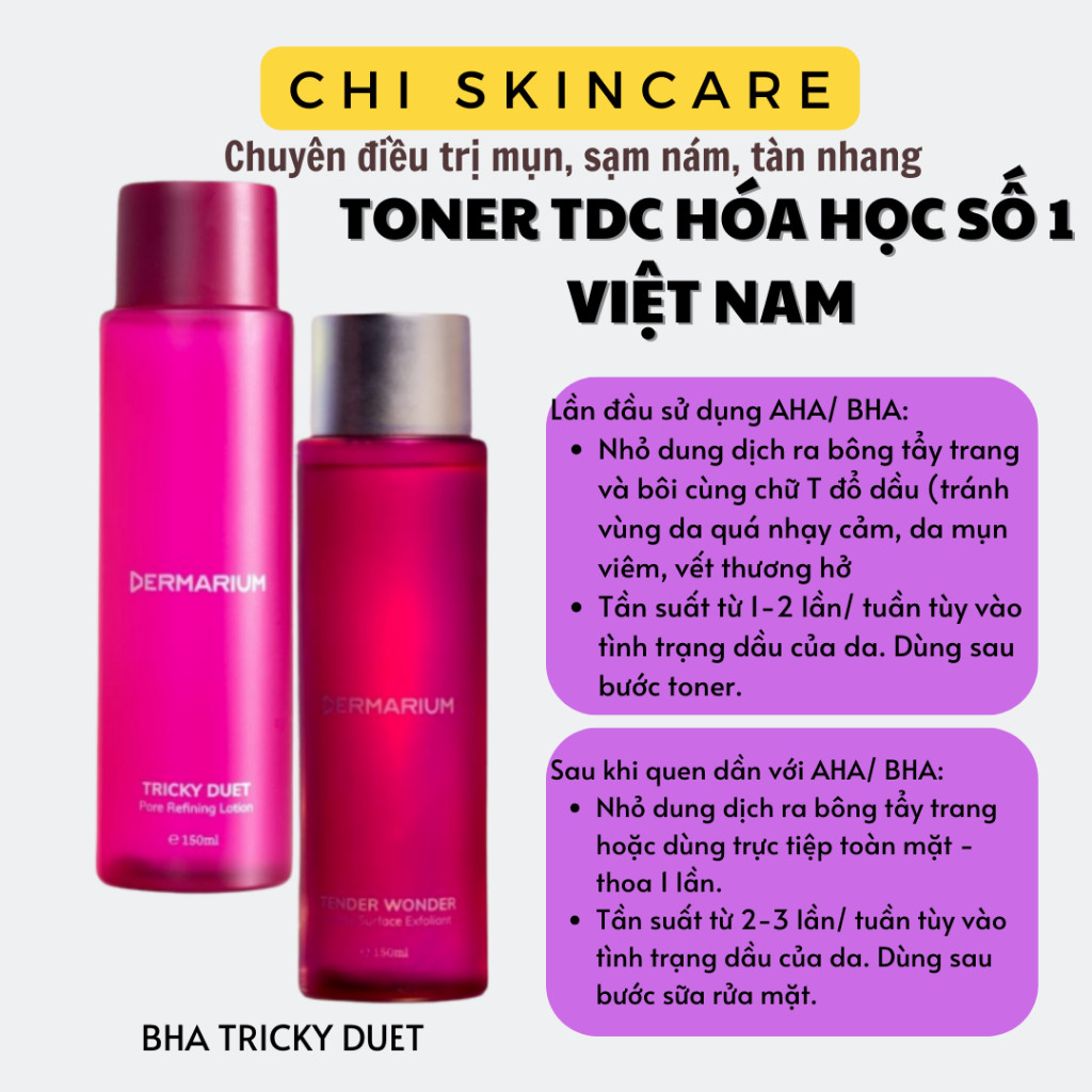 Dermarium - Tricky Duet - Tẩy da chết - Toner BHA 2%dành cho da dầu mn 150ML Chi skincare ...