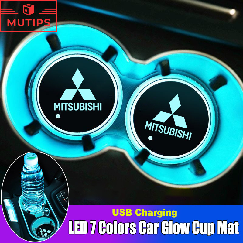 Mitsubishi 7 Màu LED Xe Cốc Thảm Miếng Lót Đèn Uống Coaster Pad Trang ...