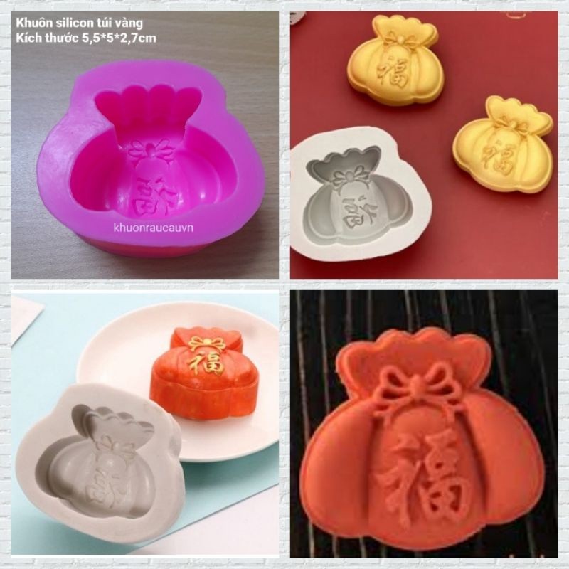 Khuôn Silicon Túi Vàng - Hủ Vàng Túi 5.5cm Ấn Xôi Rau Cau 3d 4d | Shopee Việt Nam