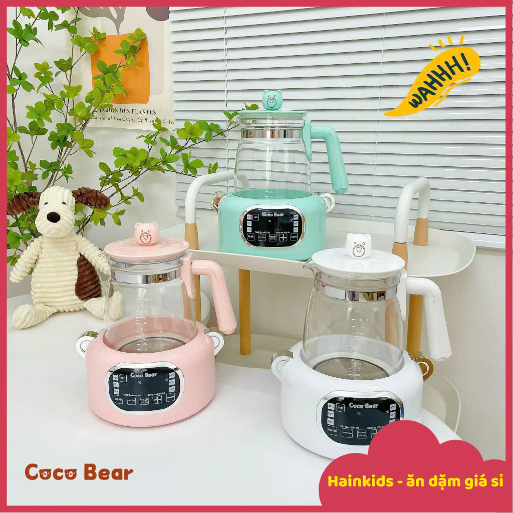 Bình Đun Nước Pha Sữa Coco Bear Cao Cấp Có LED, Điều Khiển từ xa, Ấm ...