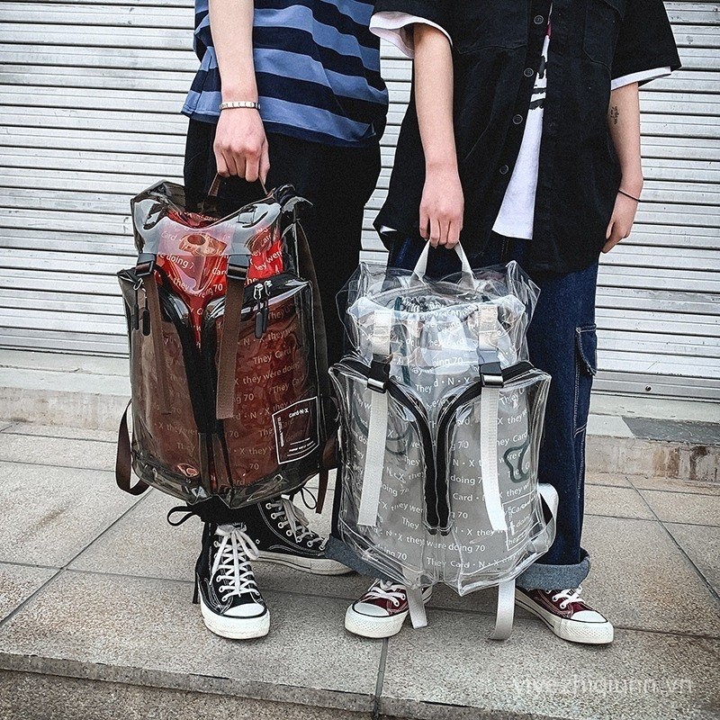 Balo hai vai pvc chống nước chống nước xách tay Túi học sinh phong cách Hàn Quốc dung tích lớn ...