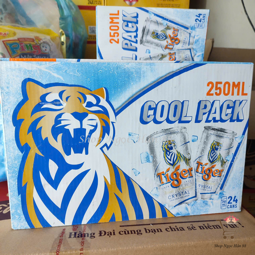 Thùng 24 Lon bia Tiger Crystal Cool Pack 250 ml/Lon | Shopee Việt Nam