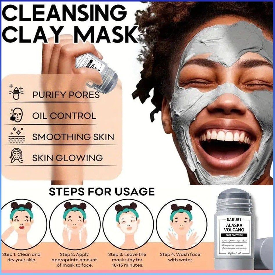 ⚡⚡COD BARUBT Volcanic Clay Deep Pores Cleansing Clay Mud Mask Stick ...