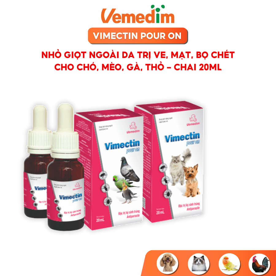 Thuốc nhỏ ngoài da cho chó mèo chim cảnh gia cầm Vemedim Vimectin pour ...