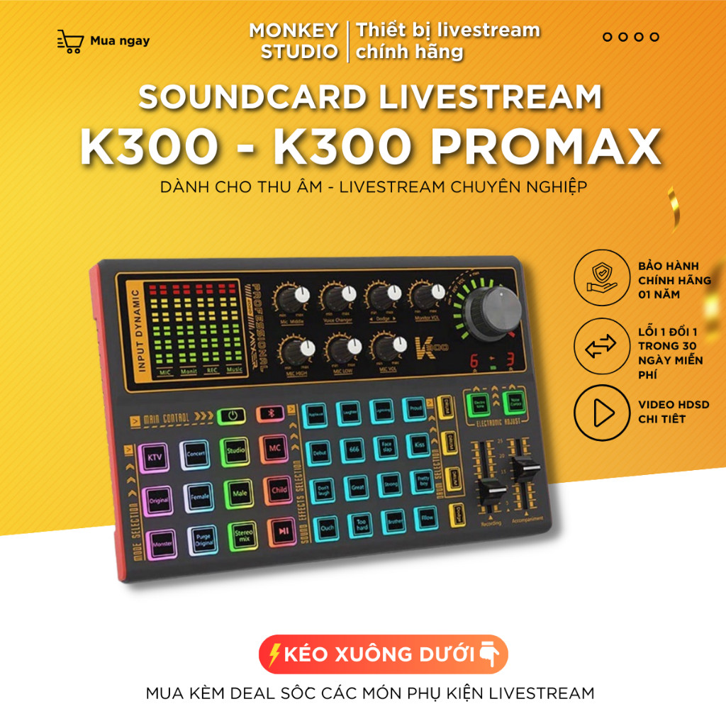 Sound Card K300 Chính Hãng Dành Cho Thu Âm, Hát Livestream, Monkey ...