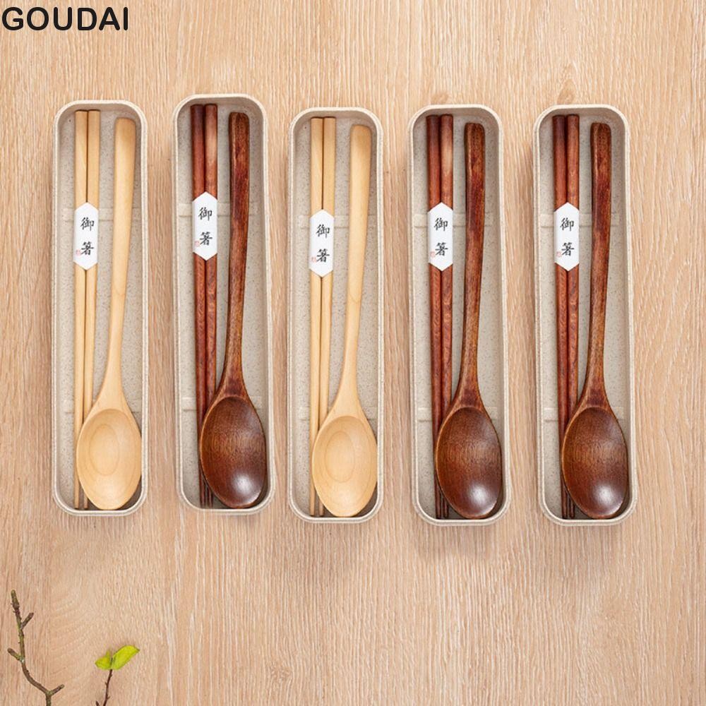 Bộ thìa đũa gỗ GOUDAI Trại gỗ tự nhiên Người lớn / Học sinh | Shopee ...