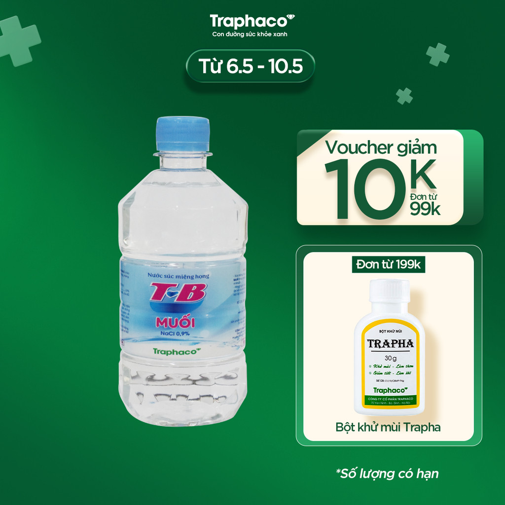 Combo 10 Chai Nước Súc Miệng T-B Muối Natri Clorid 0.9% Traphaco Vệ ...
