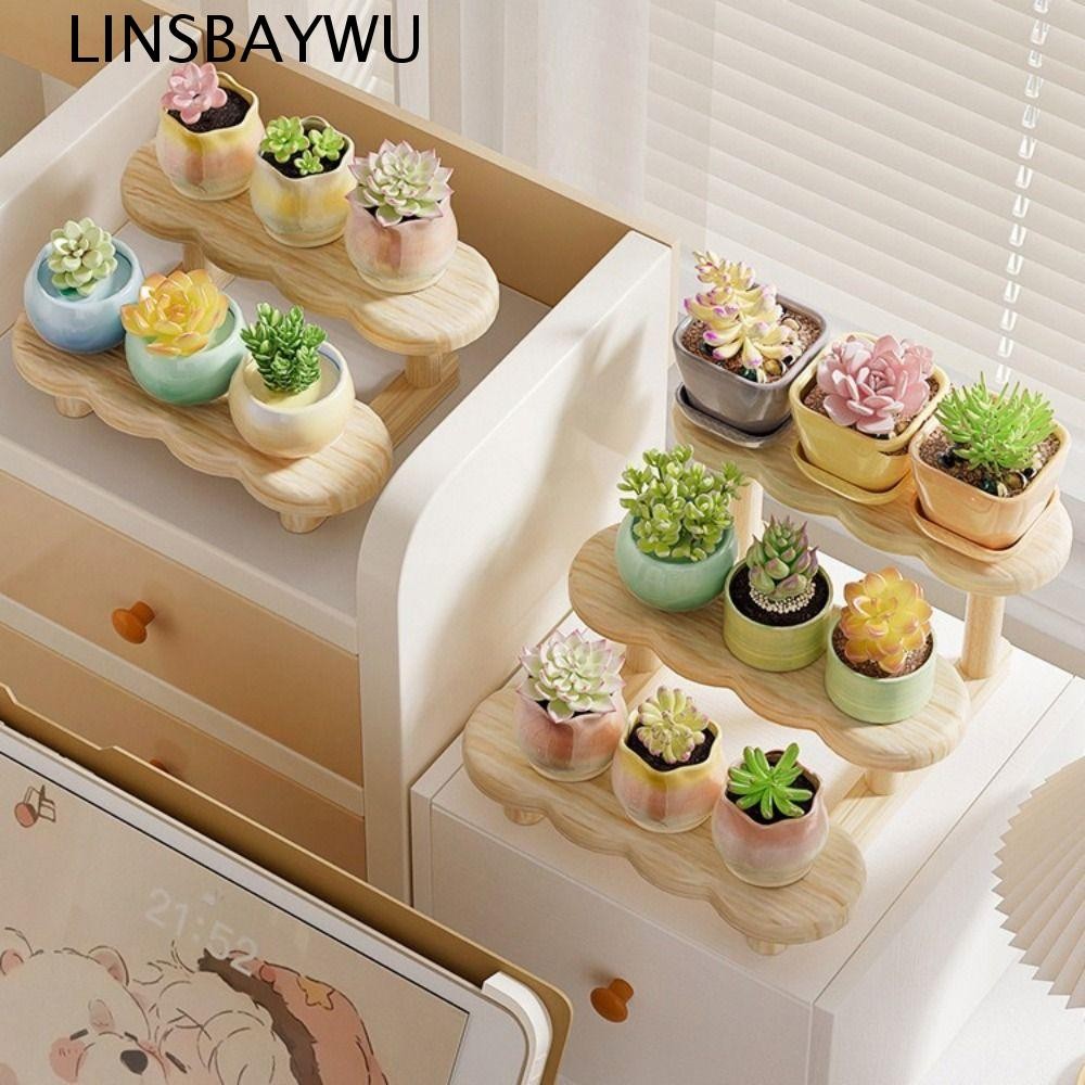 Linsbaywu Màn hình thang gỗ Riser Đồ trang trí máy tính để bàn tối giản ...