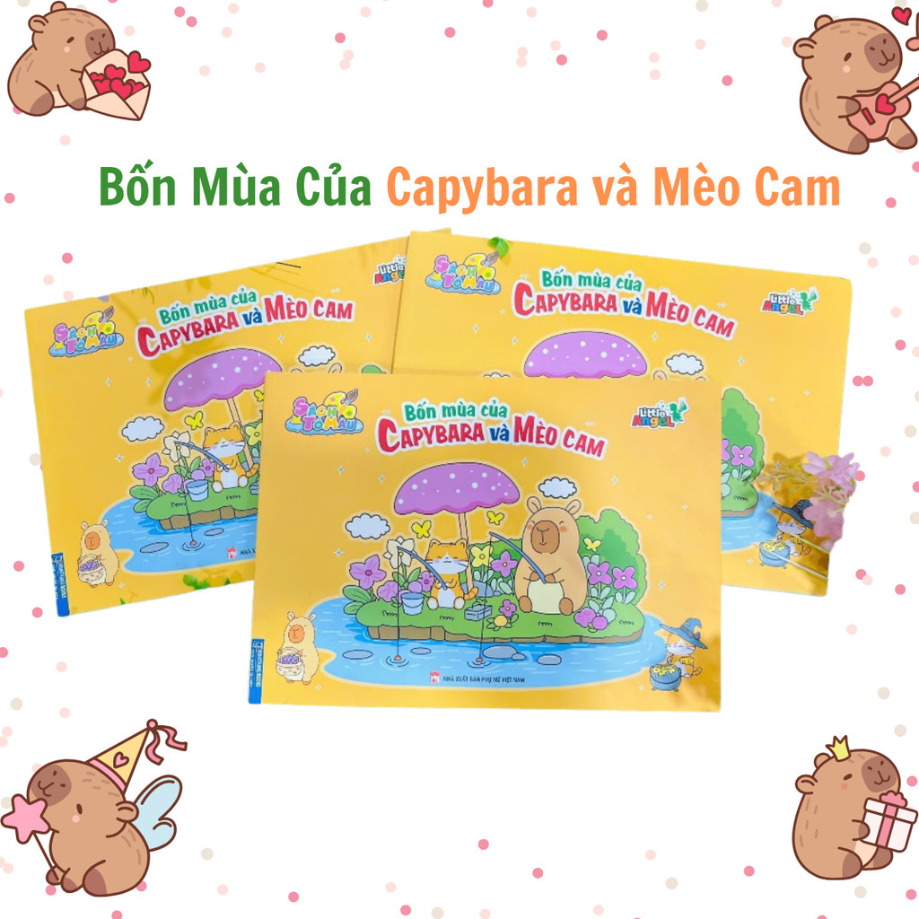 Sách - Sách Tô Màu - Bốn Mùa Của Capybara Và Mèo Cam | Shopee Việt Nam