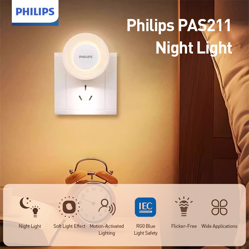 Đèn ngủ Philips PAS211 Chiếu sáng kích hoạt chuyển động RG0 Đèn xanh an ...