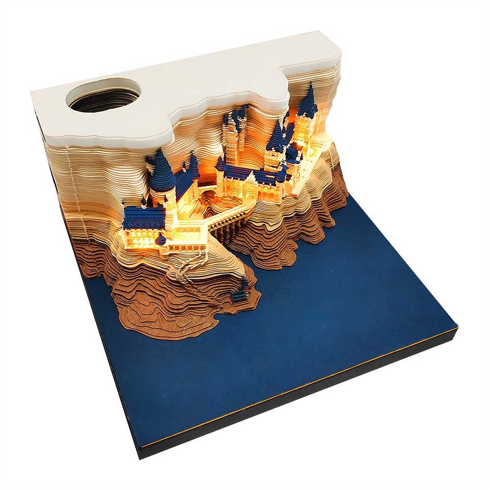 Castle Desk Calendar With LED Lights 2025 Calendar Memo Pad Creative ...