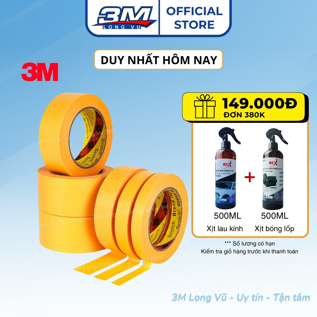 Băng keo giấy che sơn 3M 243J Masking Tape băng keo giấy che sơn cao cấp - 3M Long Vu | Shopee ...