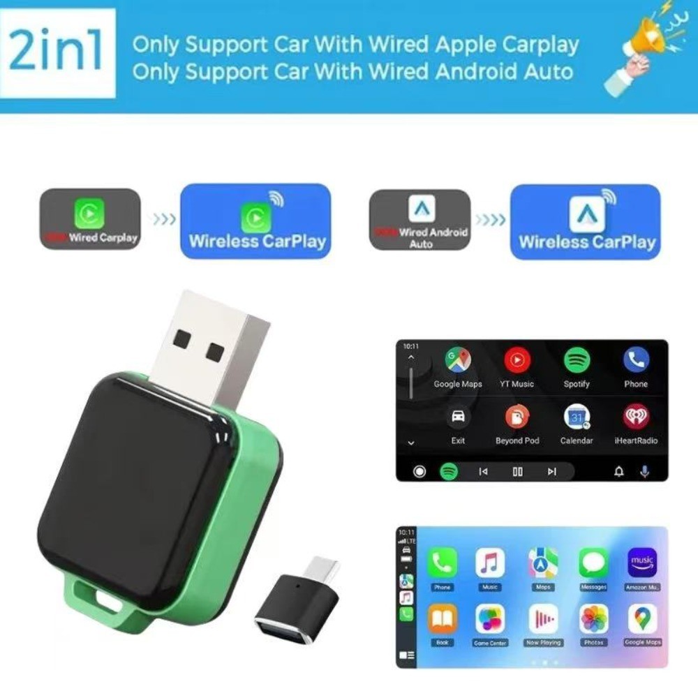 Hai Trong Một Mới Không Dây Carplay Android Apple Car Wireless Adapter ...
