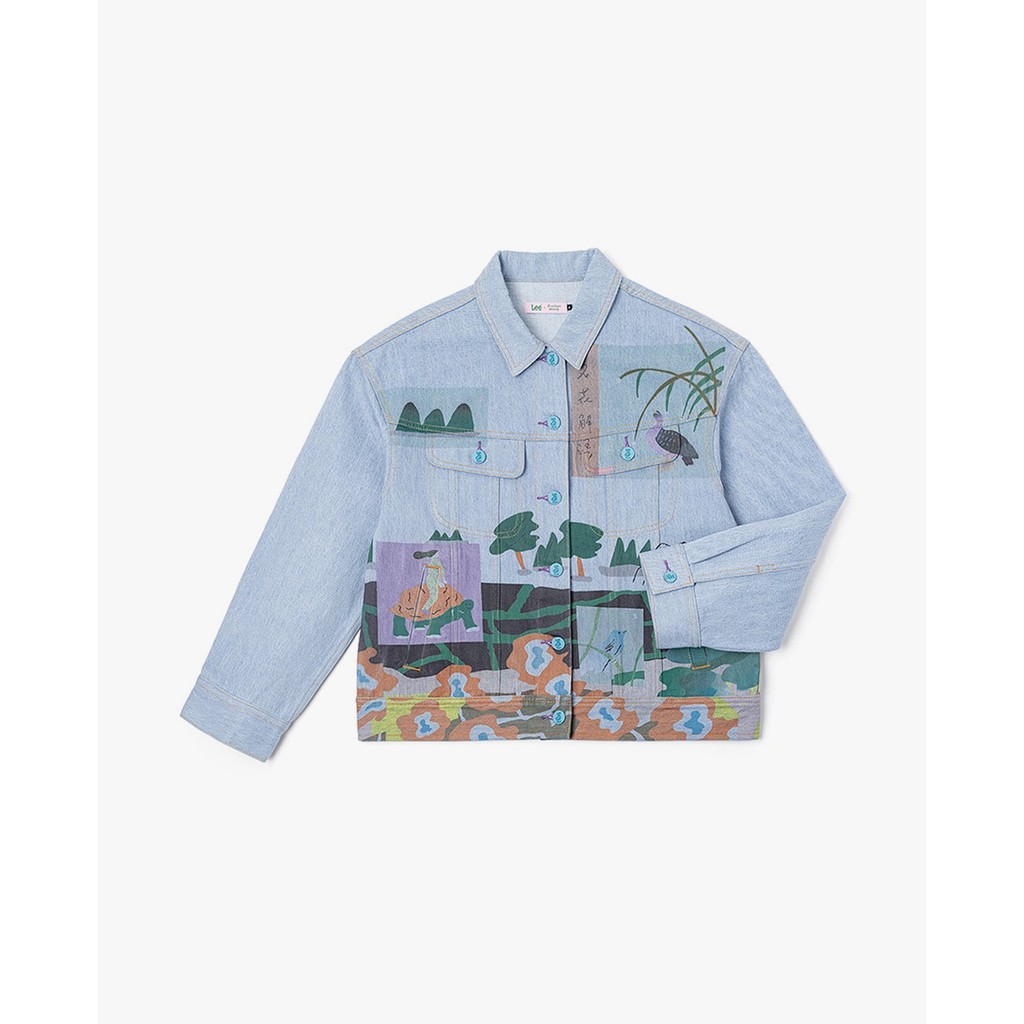 LEE - Áo khoác denim nữ cổ bẻ tay dài Lee x Ruohan Wang LWT009275101291-A07973 | Shopee Việt Nam