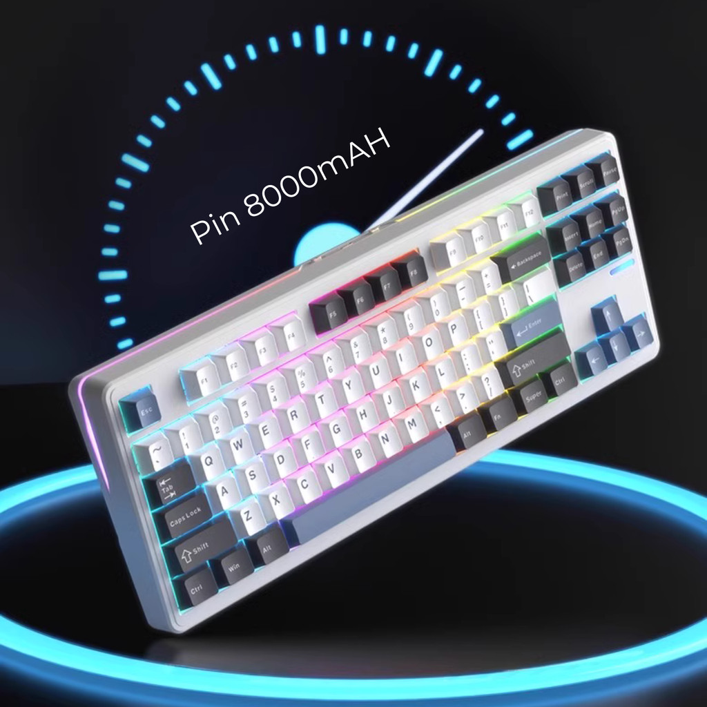 Bàn phím cơ Riccks RS8 v2 Full mods - Layout TKL hỗ trợ QMK/VIA Build đầm chắc, âm hay, 3 mode ...