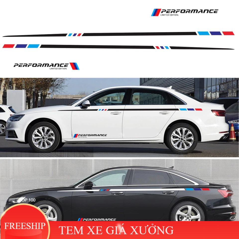 Tem xe ô tô Performance TS07 dán trang trí sườn xe oto phong cách thể ...