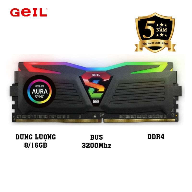 RAM PC GeIL Super Luce RGB LED DDR4 8GB/16GB 3200MHz Black - Hàng chính ...