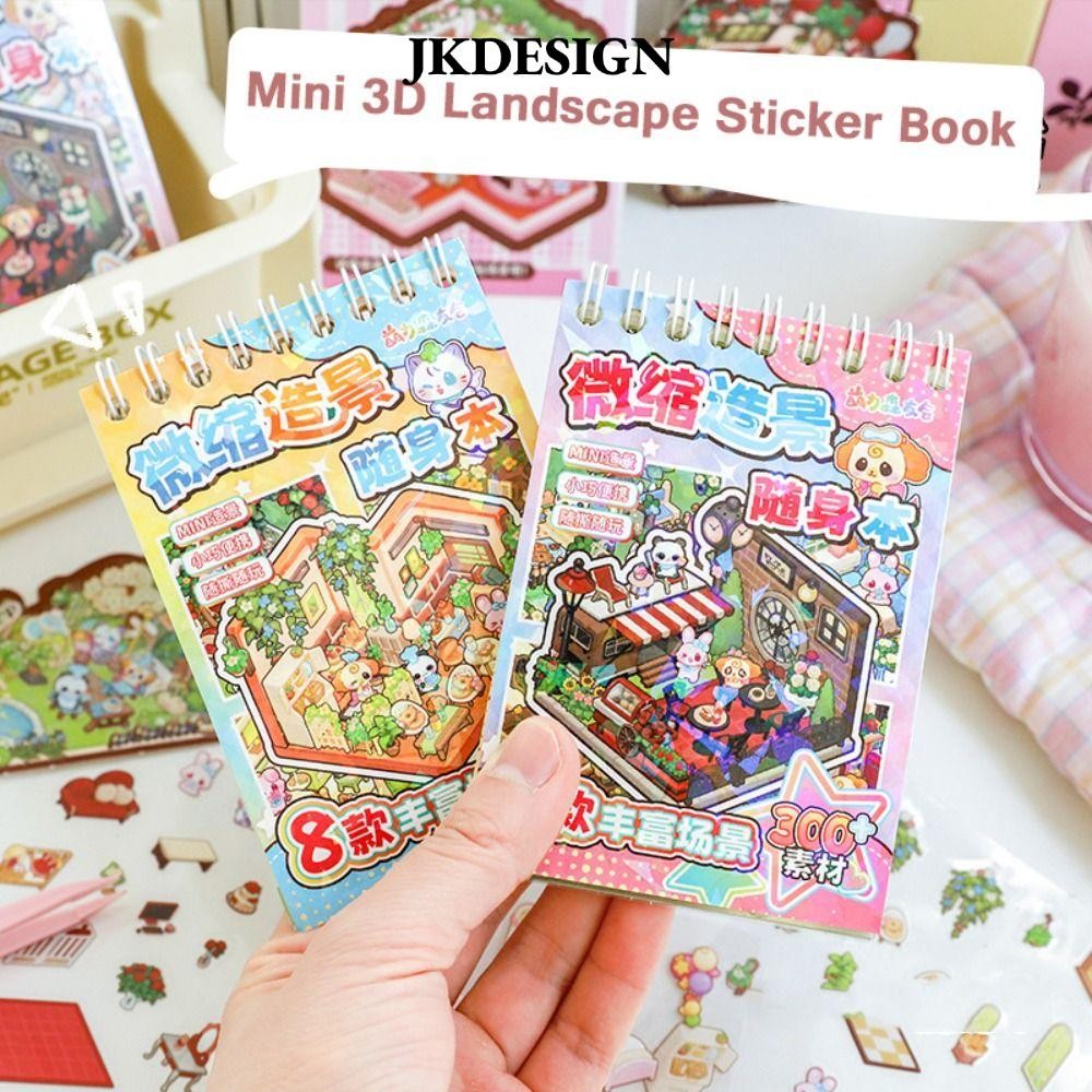 JKDESIGN Mini Phong Cảnh Dán Sách, PET DIY Cabin Cảnh Pocket Sticker, Sáng Tạo Nhà Thu Nhỏ Hoạt ...