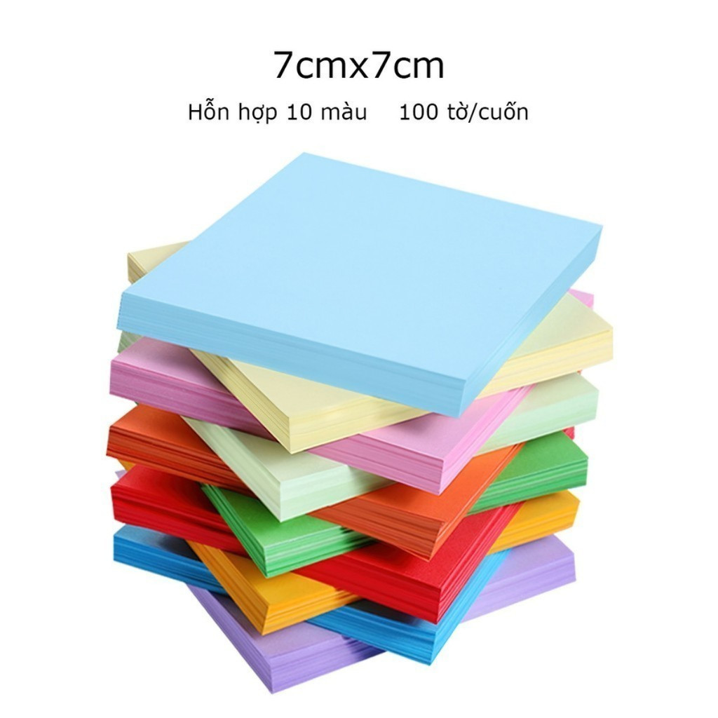 Sét tệp 100 tờ giấy gấp Origami, giấy thủ công gấp hạc hoa ( 10 màu ...