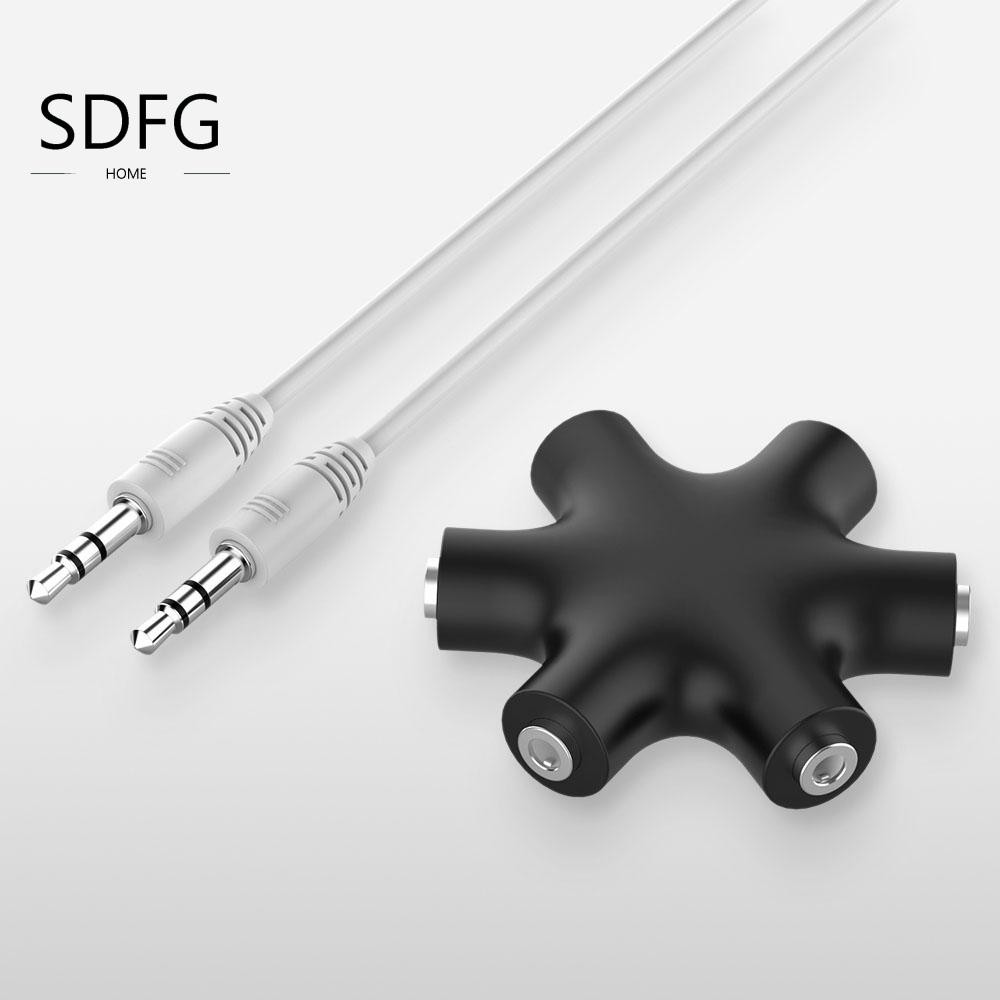 Bộ chia cáp âm thanh SDFG 3,5mm 1 Nam đến 5 Nữ Bền cho máy tính bảng ...