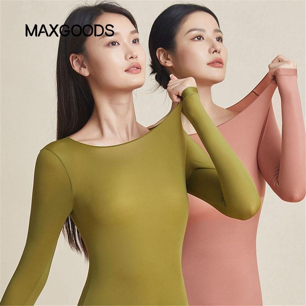 Maxgoods Lớp đế nữ, Bộ đồ lót giữ nhiệt siêu mỏng mùa đông, Johns dài giữ nhiệt liền mạch ...