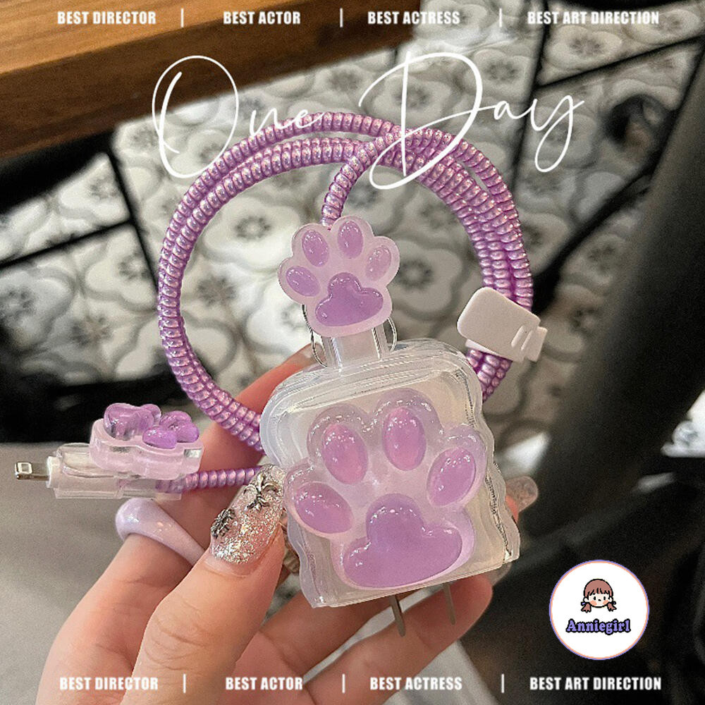 Dễ Thương 3D Cat Paw Wave BorderCharger Protector Cover cho Iphone 20W ...