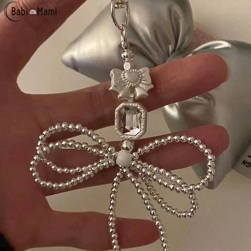 Mặt dây chuyền Babi Mami Bow Hàn Quốc túi hạt bạc mặt dây chuyền thiết ...
