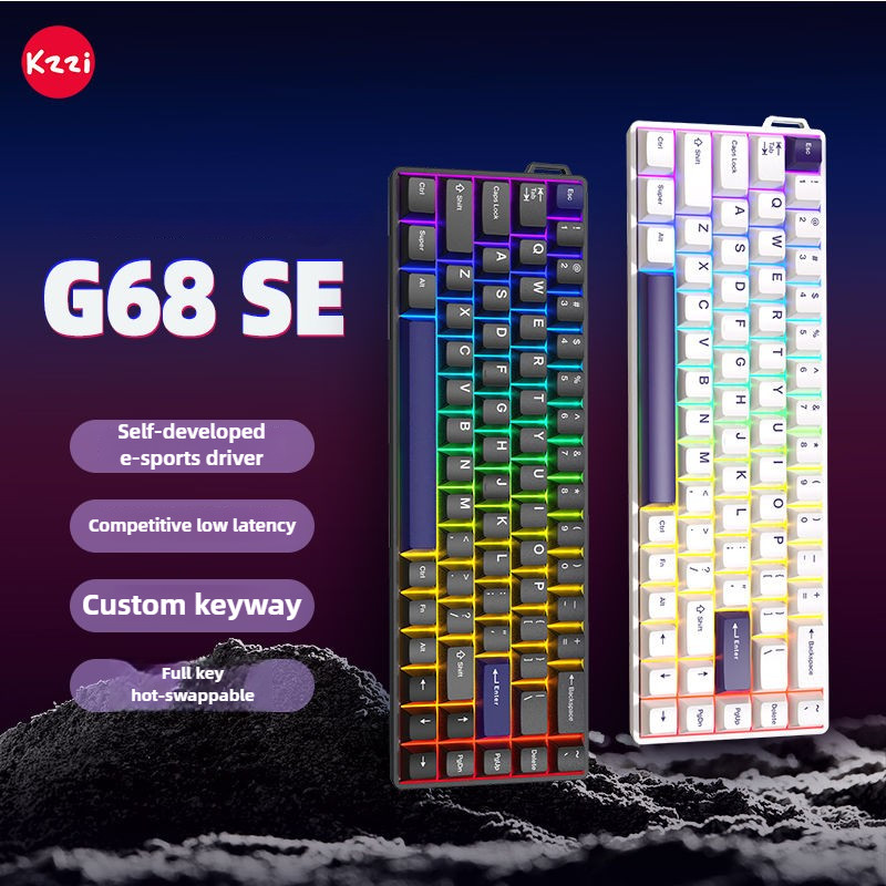 Kzzi G68SE Bàn phím cơ kích hoạt nhanh RGB Khay chuyển đổi từ tính có dây Full-key Hot Swappable ...